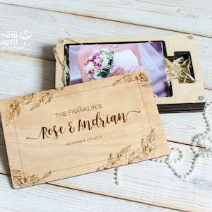 Personalized Wedding Photo Box, Engraved Wood Keepsake - Etsy