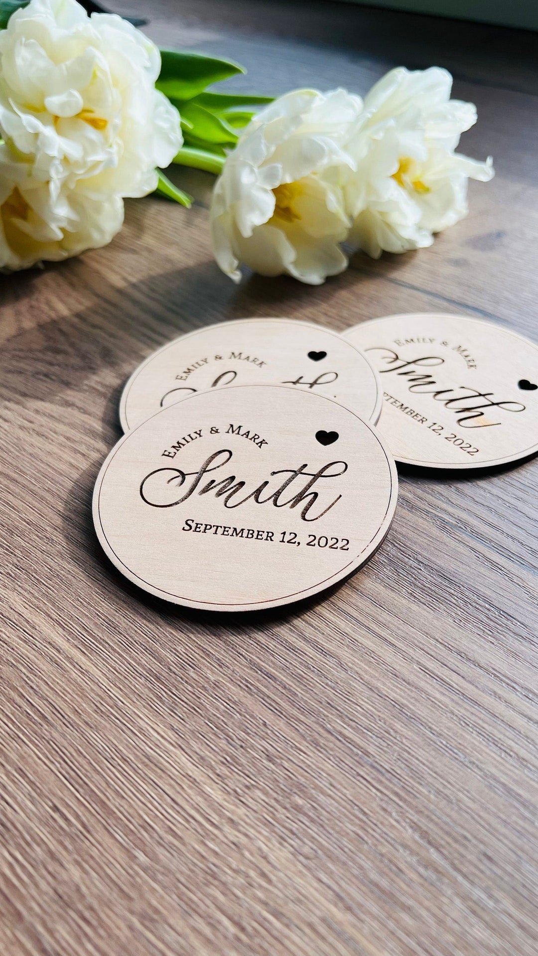 Personalized Wood Coasters – Rustic Wedding Favors Bulk – Custom ...