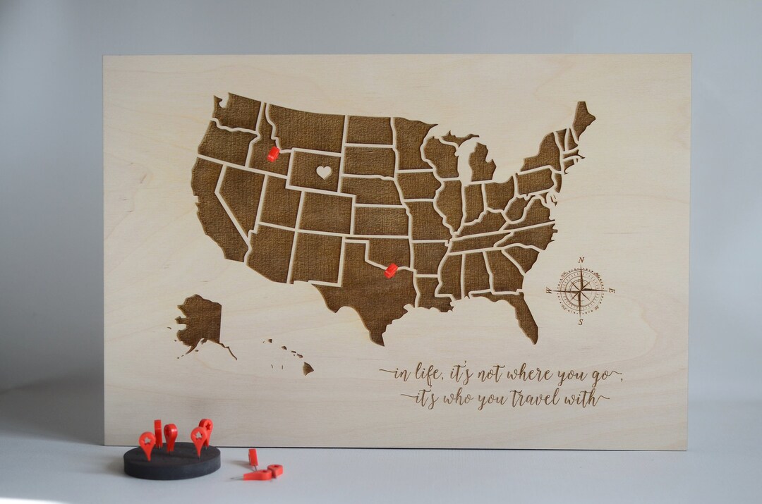 Push Pin Map Custom Tavel Map Push Pin Map Usa US Map Wall Art ...