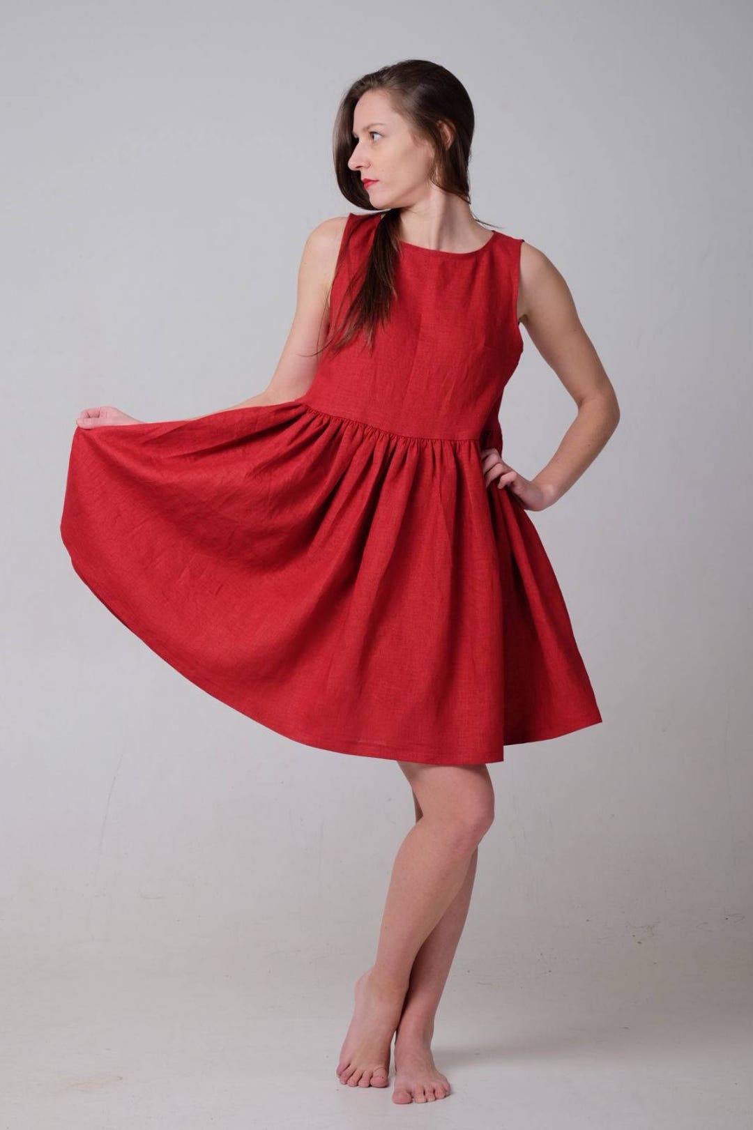 Linen Red Dress Women, Red Linen Dress, Maternity Dress Red, Linen ...