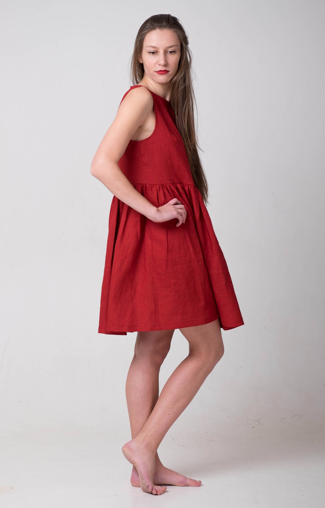 Linen Red Dress Women Red Linen Dress Maternity Dress Red - Etsy