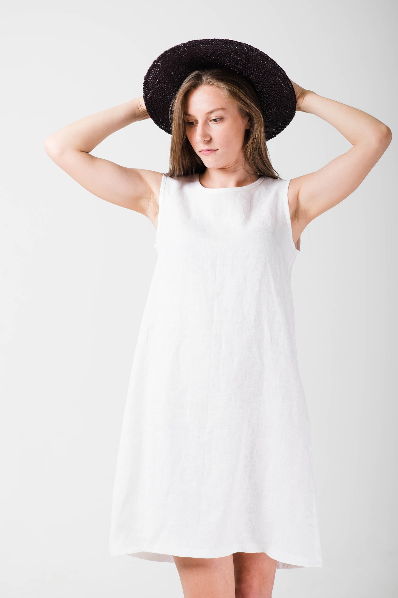 White Linen Dress, Linen Mini Dress, A Line Dress, Linen Summer Dress ...