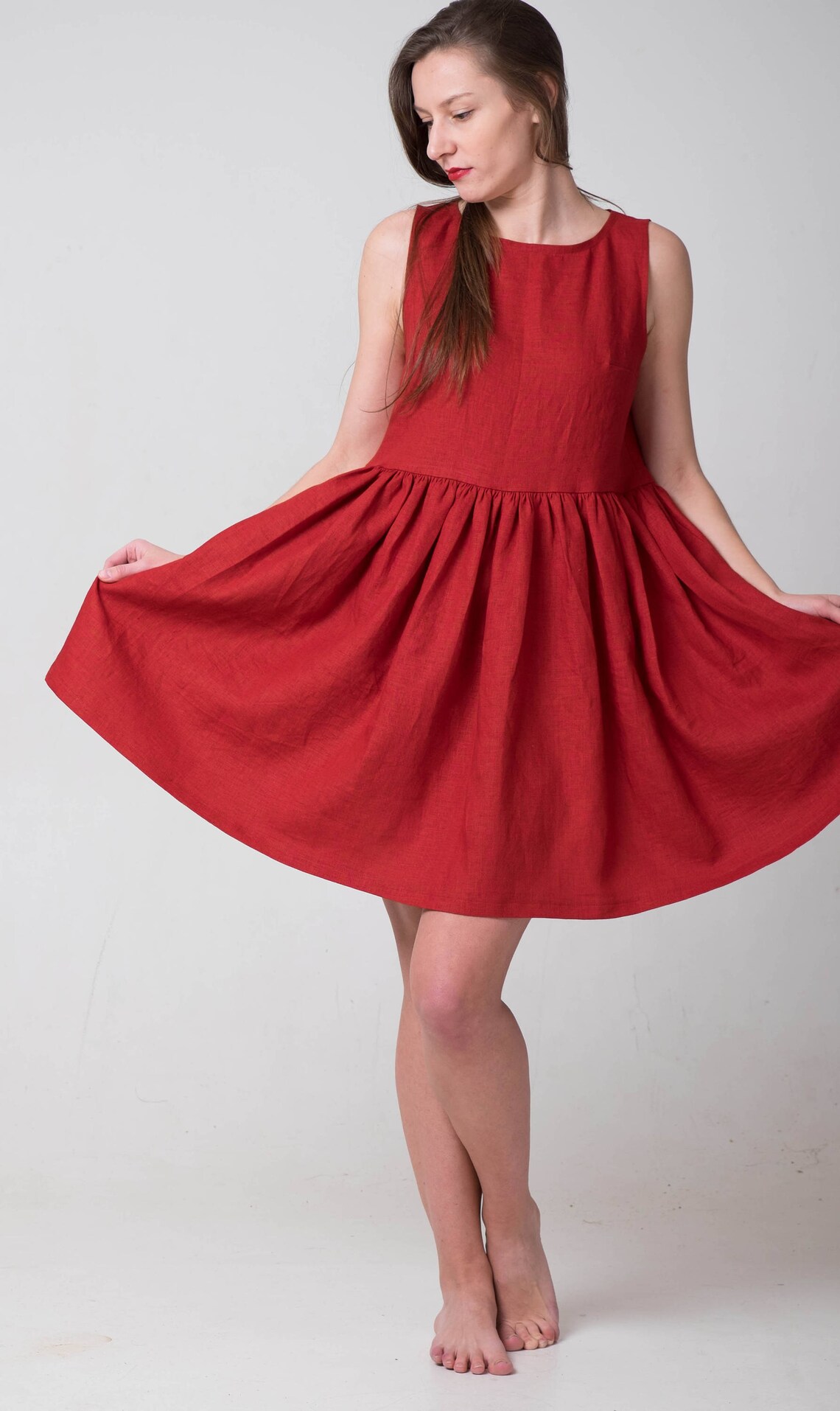 Linen Red Dress Women Red Linen Dress Maternity Dress Red - Etsy
