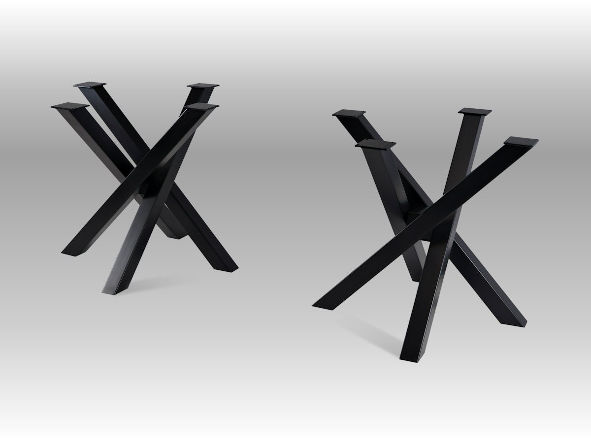 Set of 2 Industrial Table Base Black Table Base Round Table | Etsy