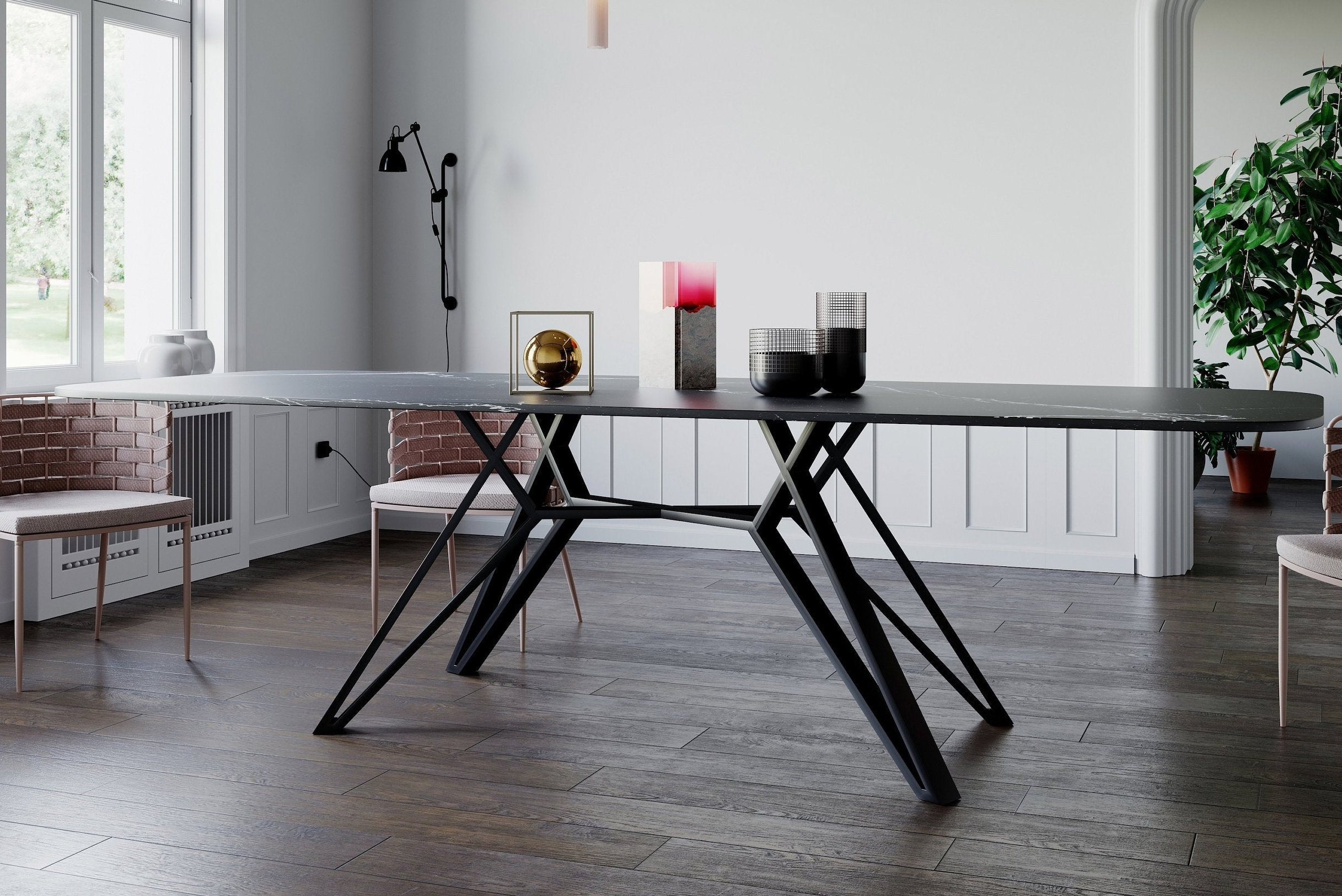 Contemporary Dining Table Base, Steel Table Base, Modern Metal Table ...