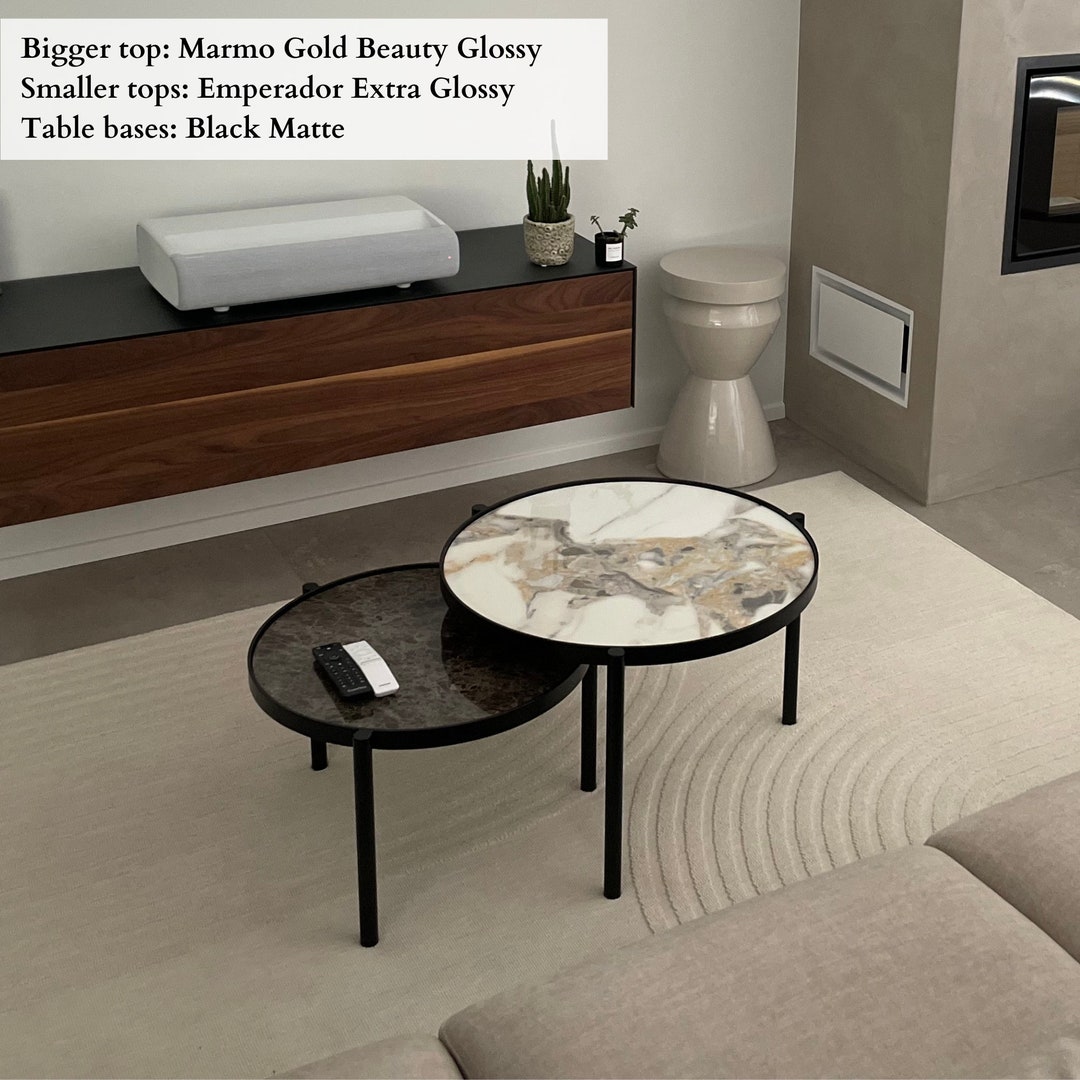 Modern Aesthetic Living Room, Round Nesting Coffee Tables, Accent Table ...