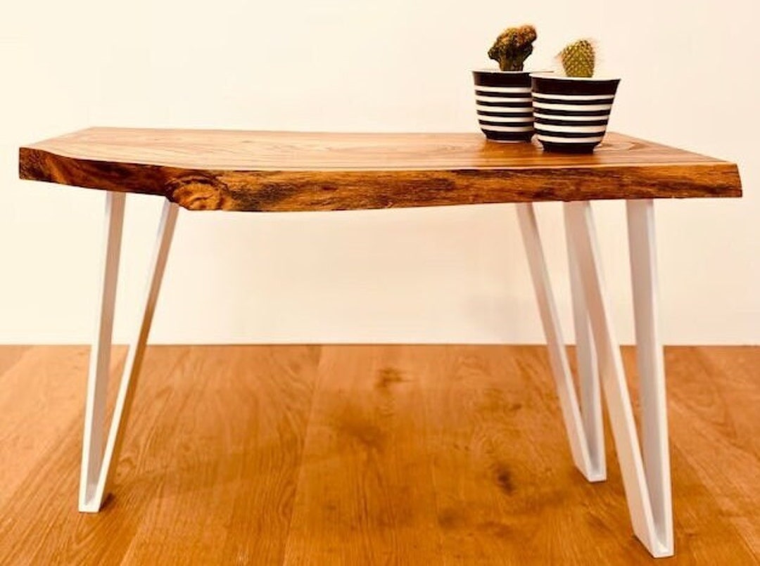 Metal Table Legs, End Table Legs, Desk Legs, Coffee Table Legs, Walnut ...