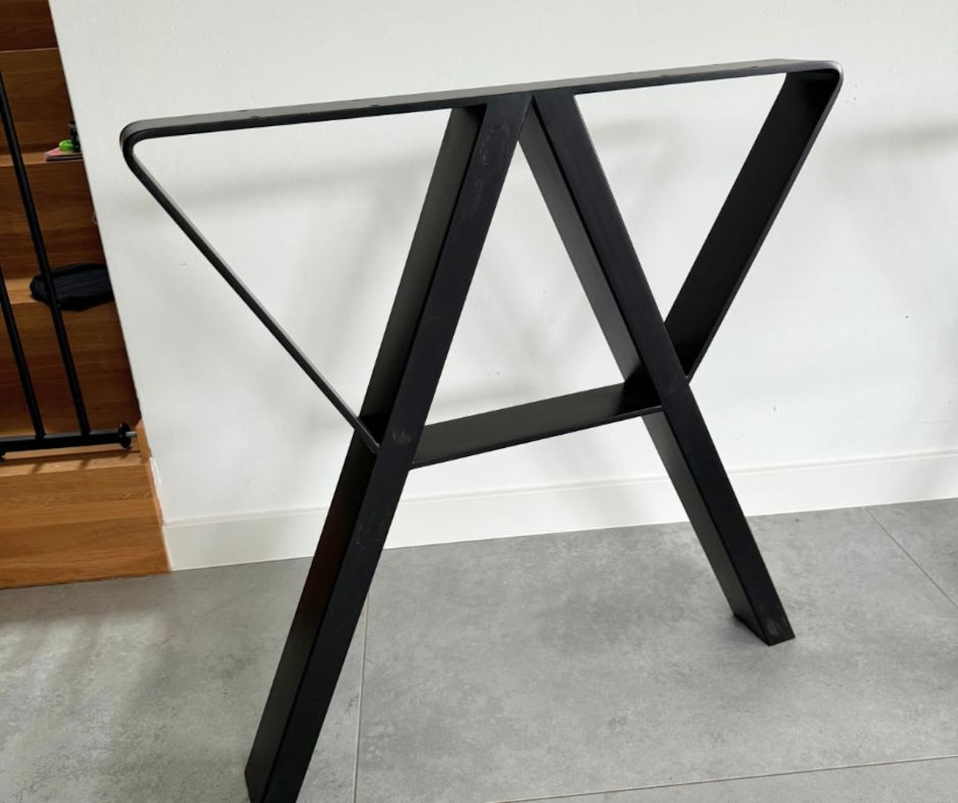 Set of 2 Modern Metal Dining Table Legs, Contemporary Black Furniture ...