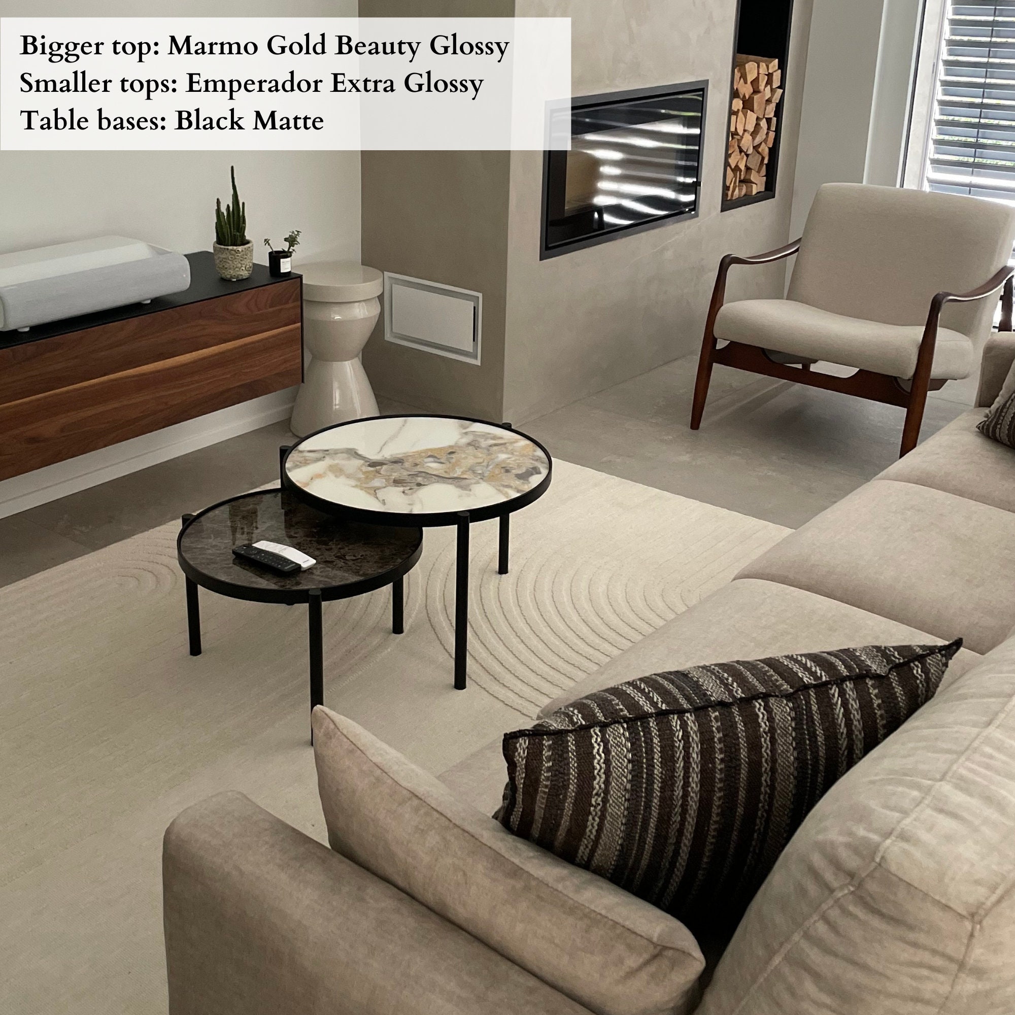 Modern Aesthetic Living Room, Round Nesting Coffee Tables, Accent Table ...