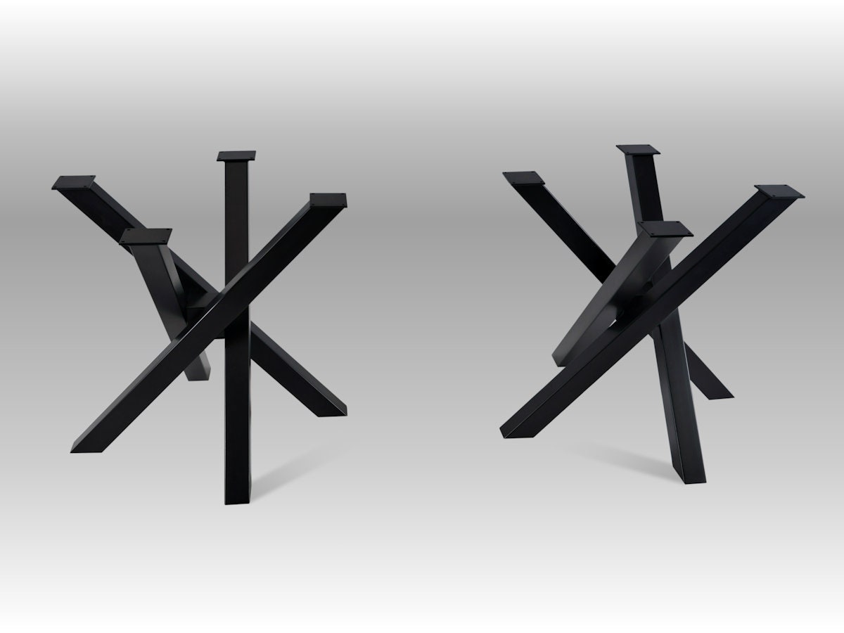 Set of 2 Industrial Table Base Black Table Base Round Table | Etsy