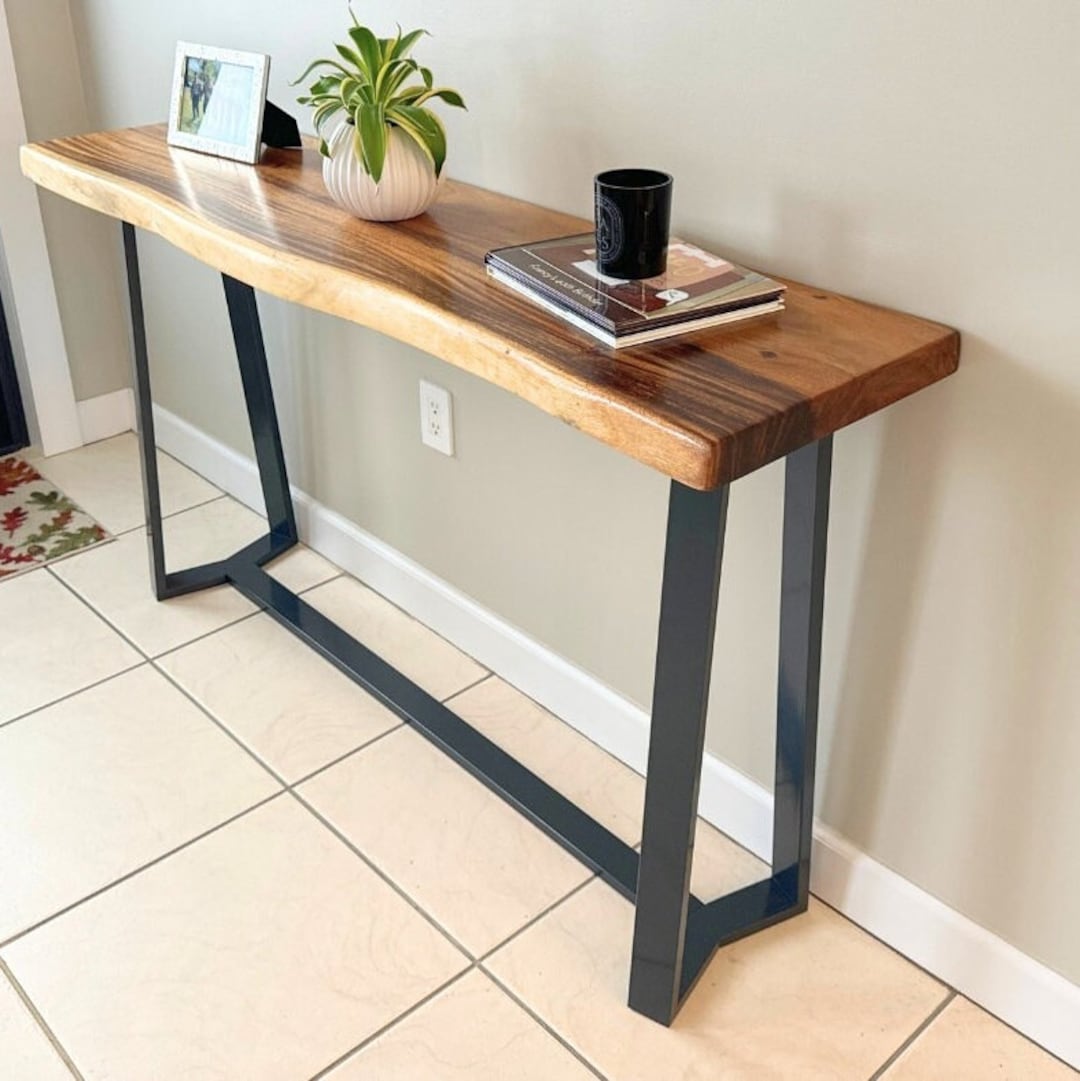 Narrow Entryway Console Table Base, Entryway Console Black Steel Legs ...