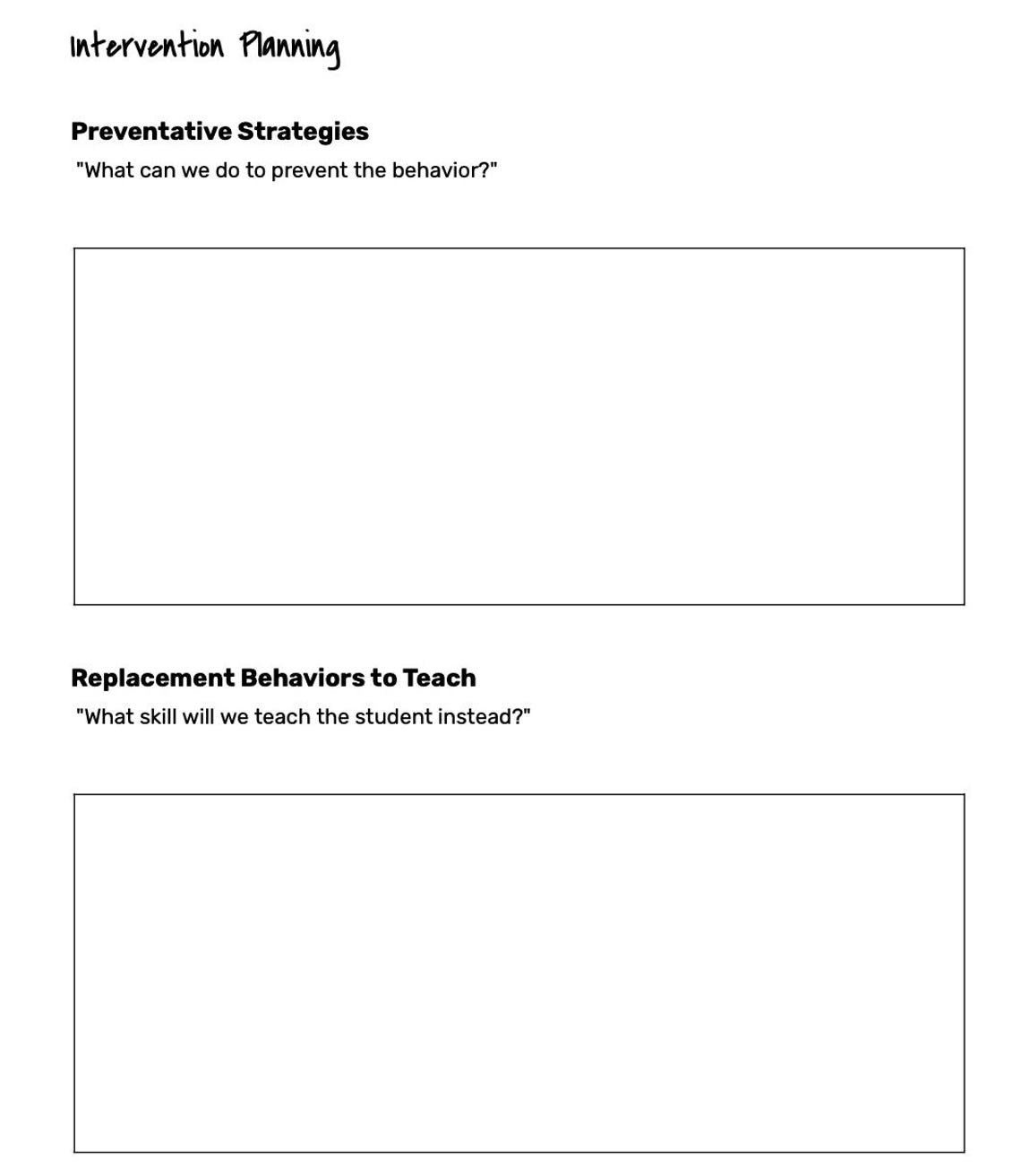 Functional Behavior Assessment (FBA) Template – Editable Google Docs ...