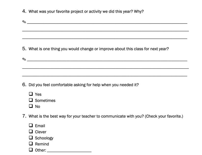 Student Feedback Survey – Special Education Friendly (editable ...