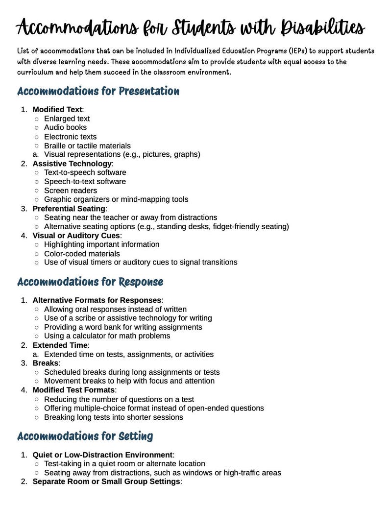 The Ultimate IEP Accommodation Toolkit Resource - Etsy