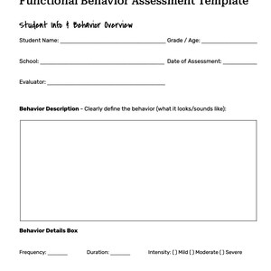 Functional Behavior Assessment (FBA) Template – Editable Google Docs ...