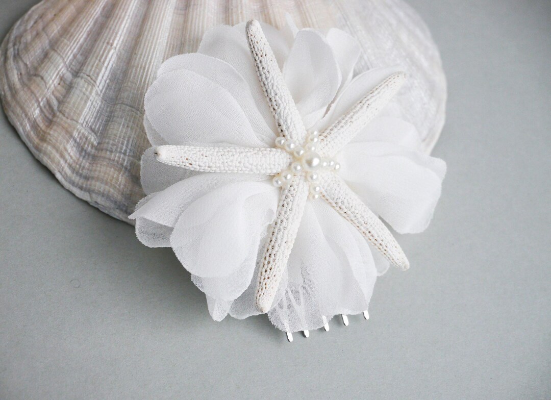 Starfish & Seashell Hair Comb – Beach Wedding Hair Accessory, Nautical ...