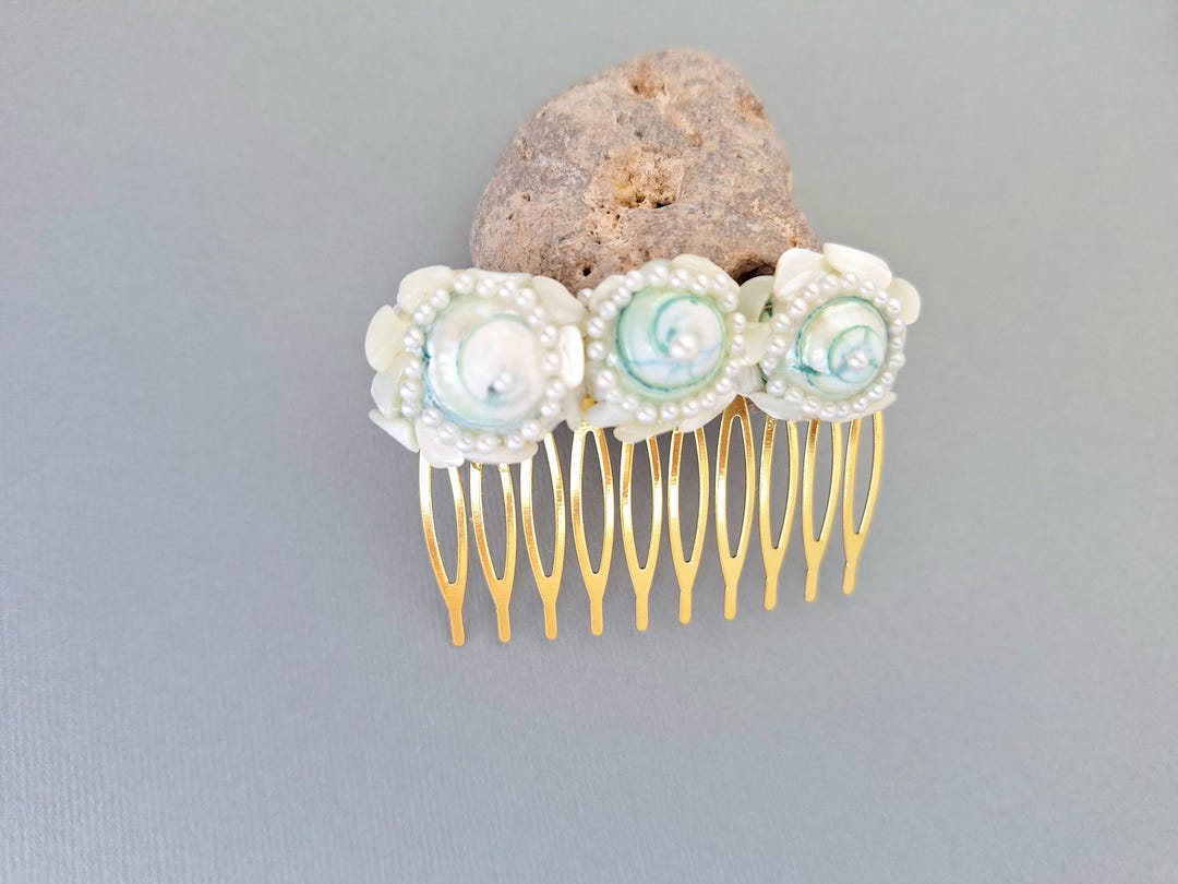 Shell Hair Comb, Beach Wedding, Sea Shell Hair Accessory, Turquoise ...