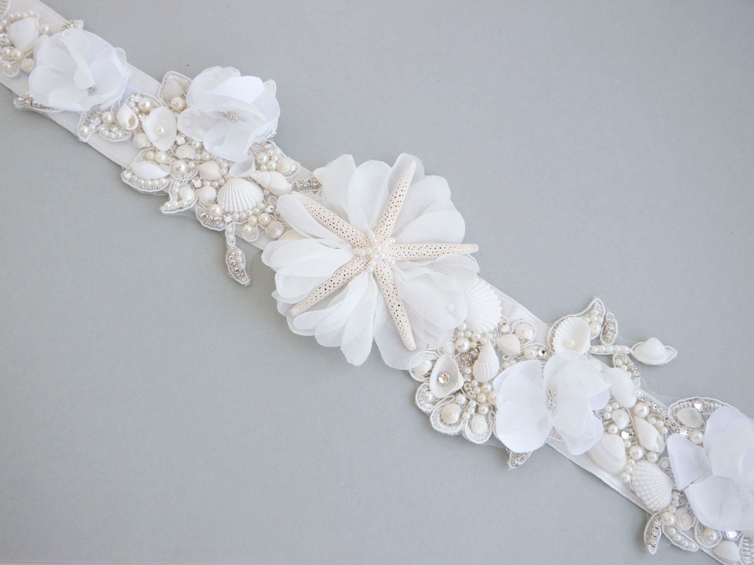 Starfish Wedding Sash Shell Bridal sash Bridal Dress Ivory | Etsy