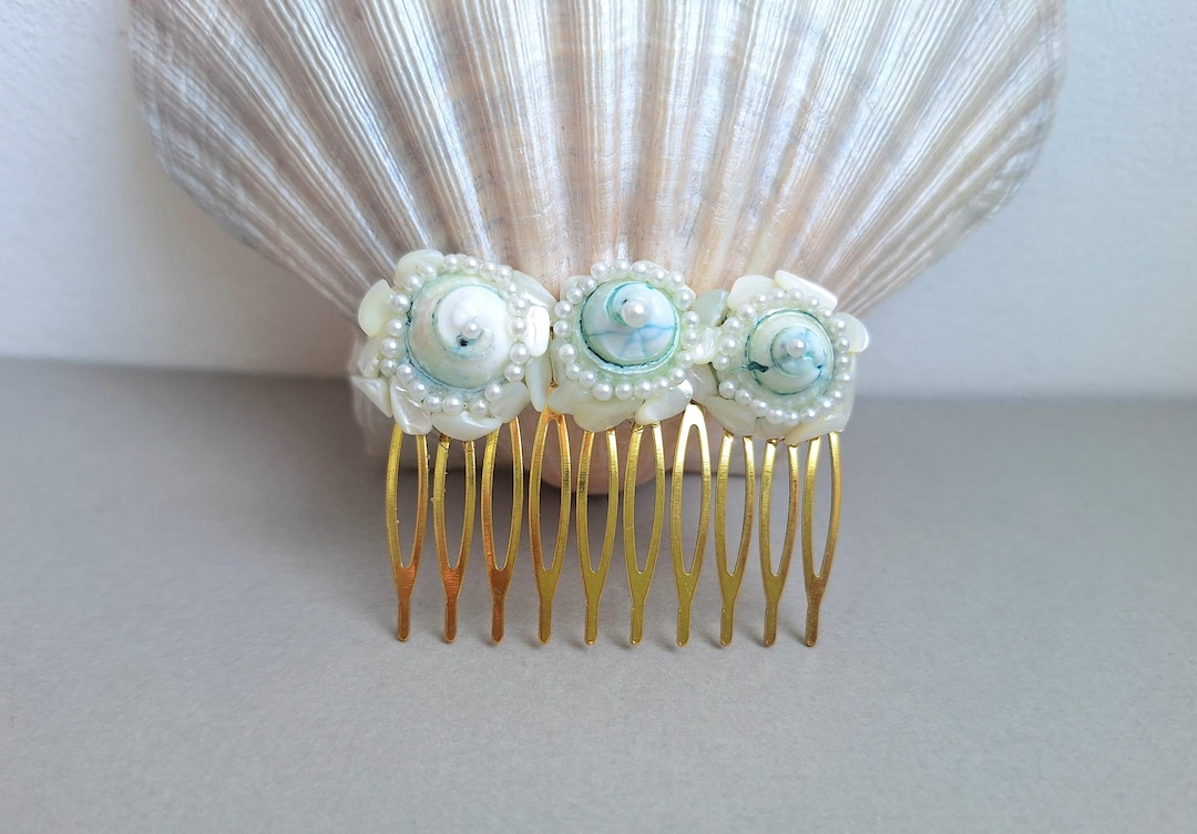 Shell Hair Comb, Beach Wedding, Sea Shell Hair Accessory, Turquoise ...