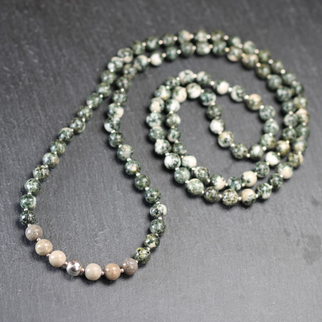 Preseli Bluestone & Sarsen Mala 108 Bead Necklace With A Sterling ...