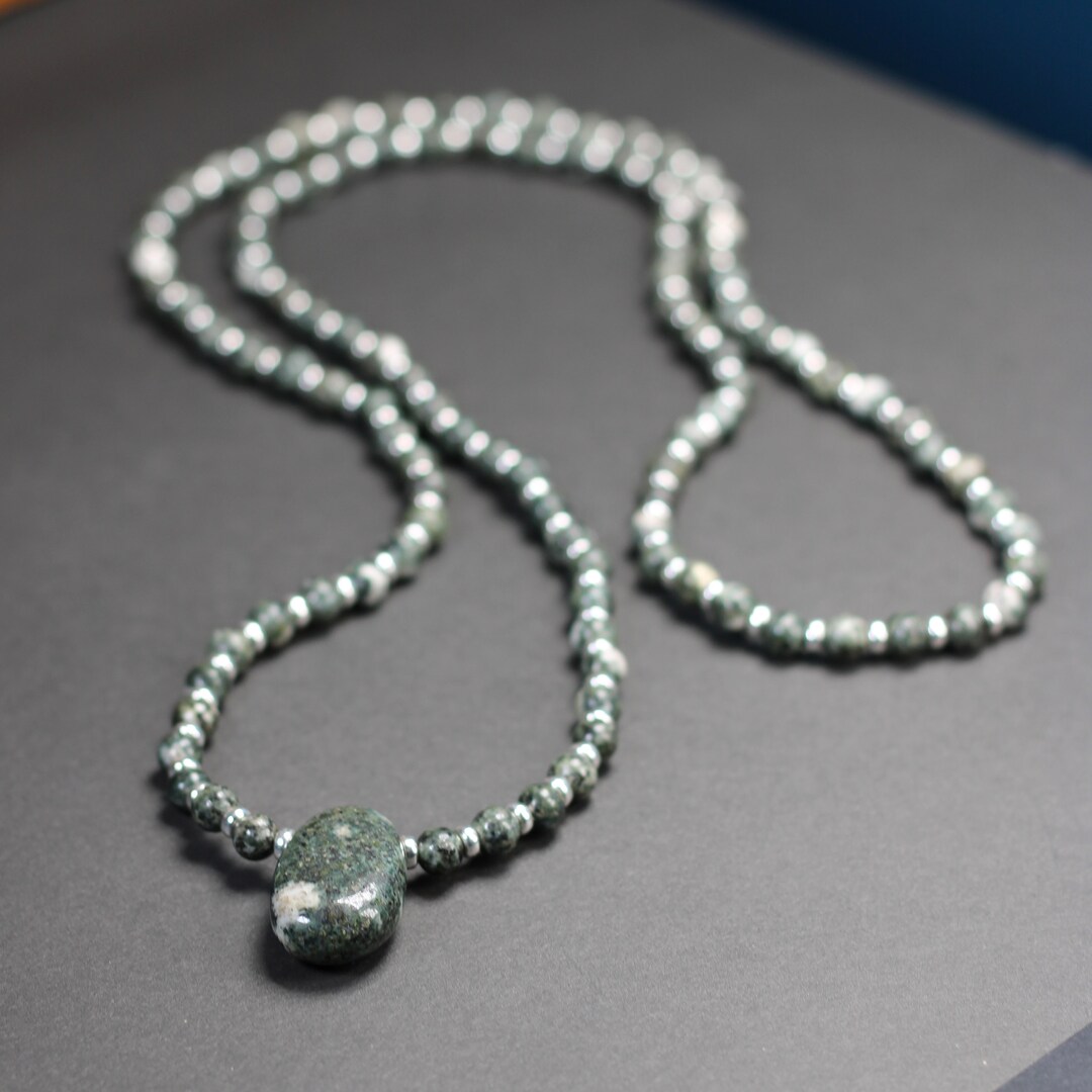 Preseli Bluestone Mala 108 Bead Necklace Rare 6mm Small Beads With A ...