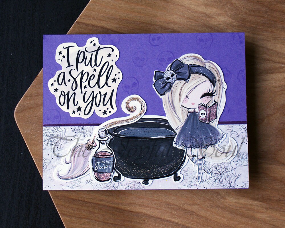 Pretty Halloween Card Spooky Scene Card Cute Halloween Card Witch ...