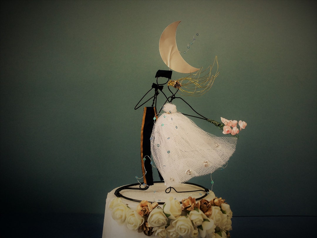 Wedding Cake Topper, Wire Cake Topper Figurine, Cake Decoration, Custom ...