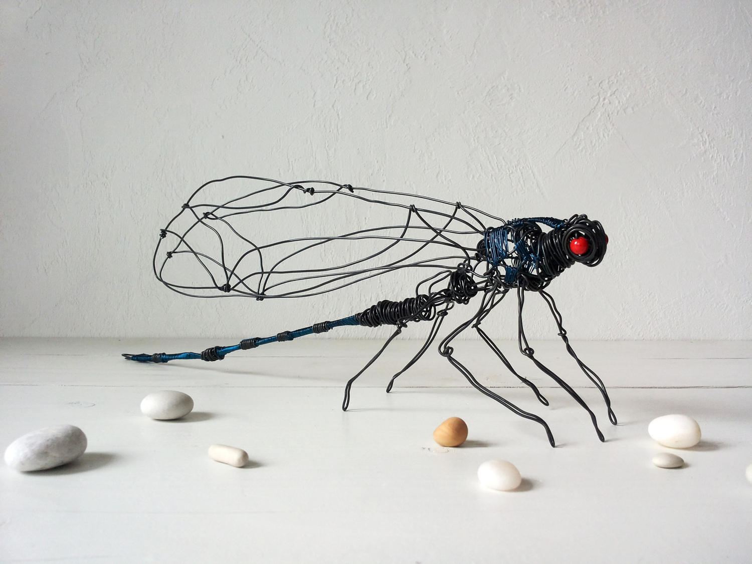 Wire Sculpture Dragonfly, Insect Decor, Bug Decor, Decoration Gift ...