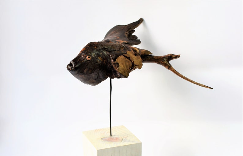 Sculpture de poisson, sculpture en bois, poisson en bois, décoration de ...