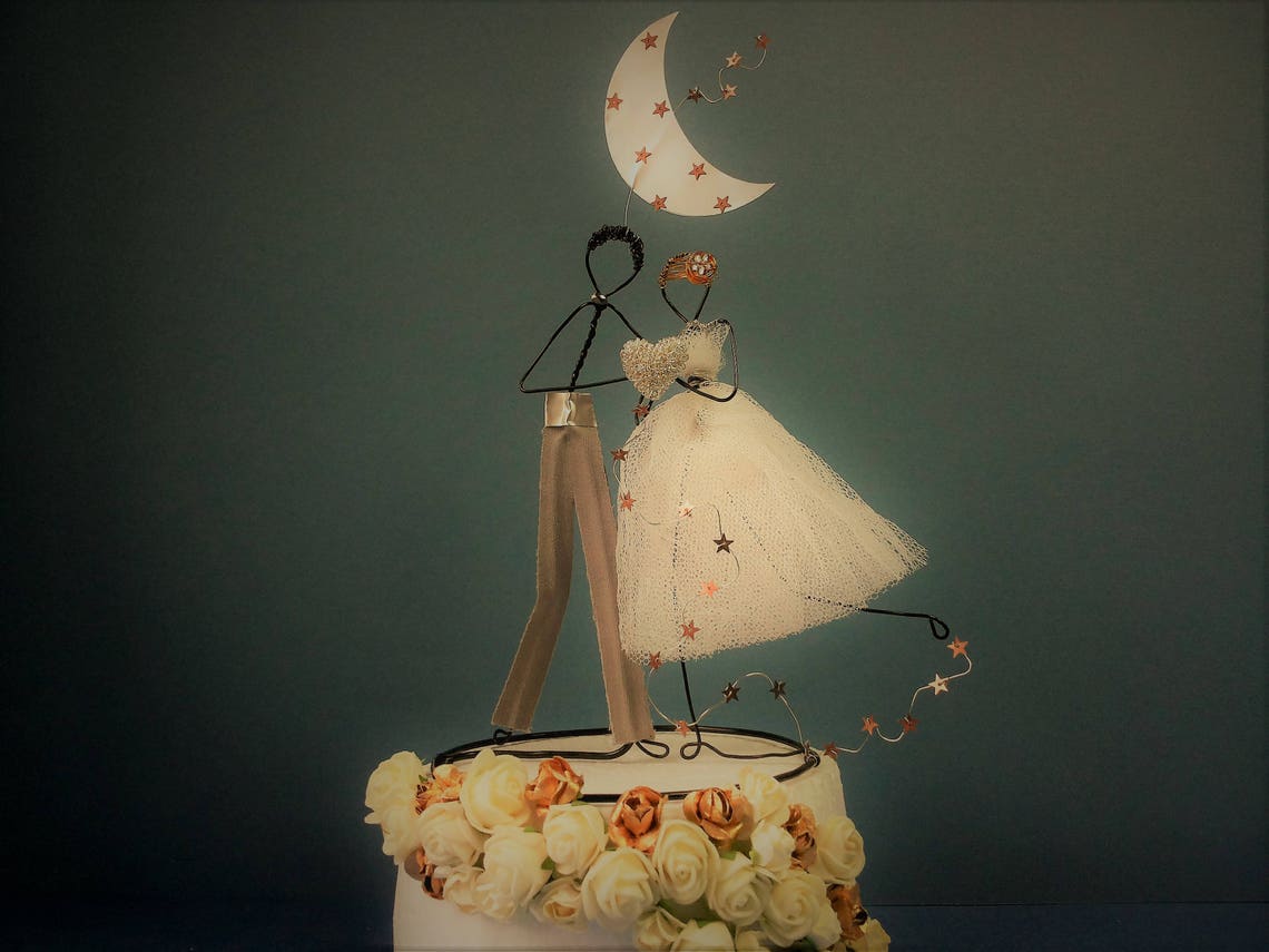 Custom wedding cake topper Wire cake topper figurine Wedding | Etsy