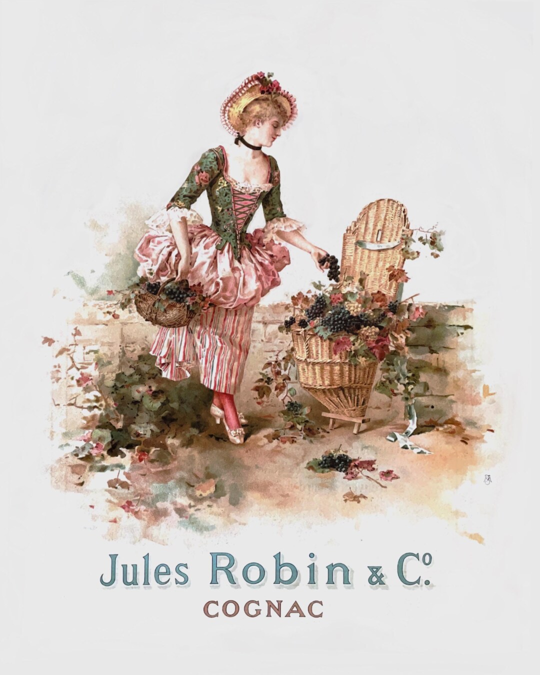 1880s French Cognac Poster: Jules Robin & Co. Belle Époque Ad (digital ...