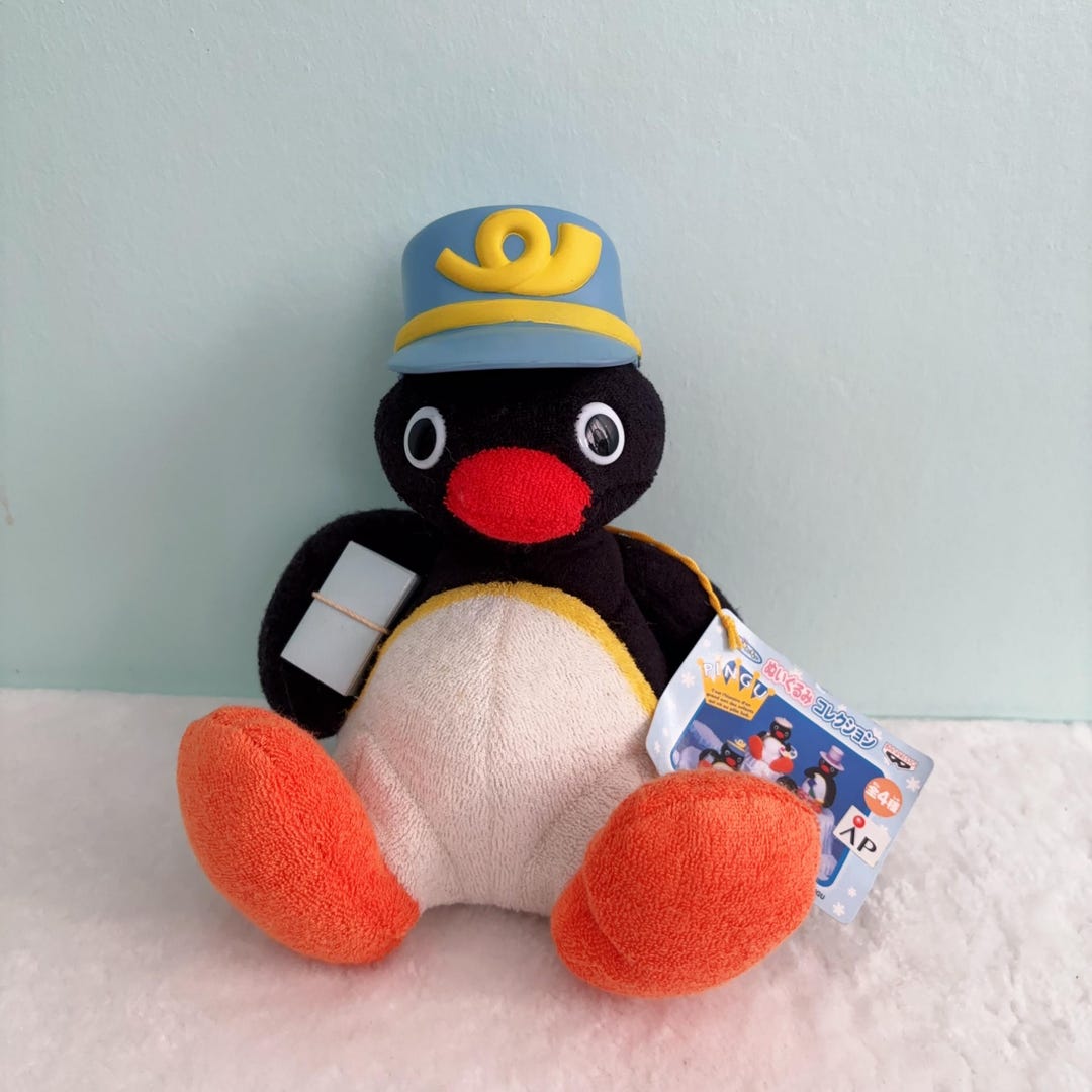 Pingu in the City Penguin Postman Plush / Penguin Retro Cartoon Doll ...