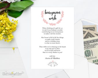 Honeymoon Fund Invitation Insert for Bridal Shower or Wedding | Etsy
