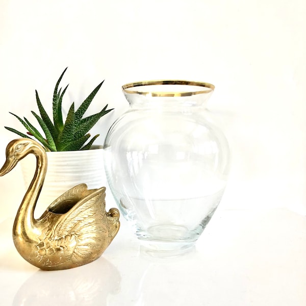 Gold Rimmed Vase - Etsy