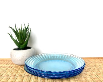 Blue Glass Plates - Etsy