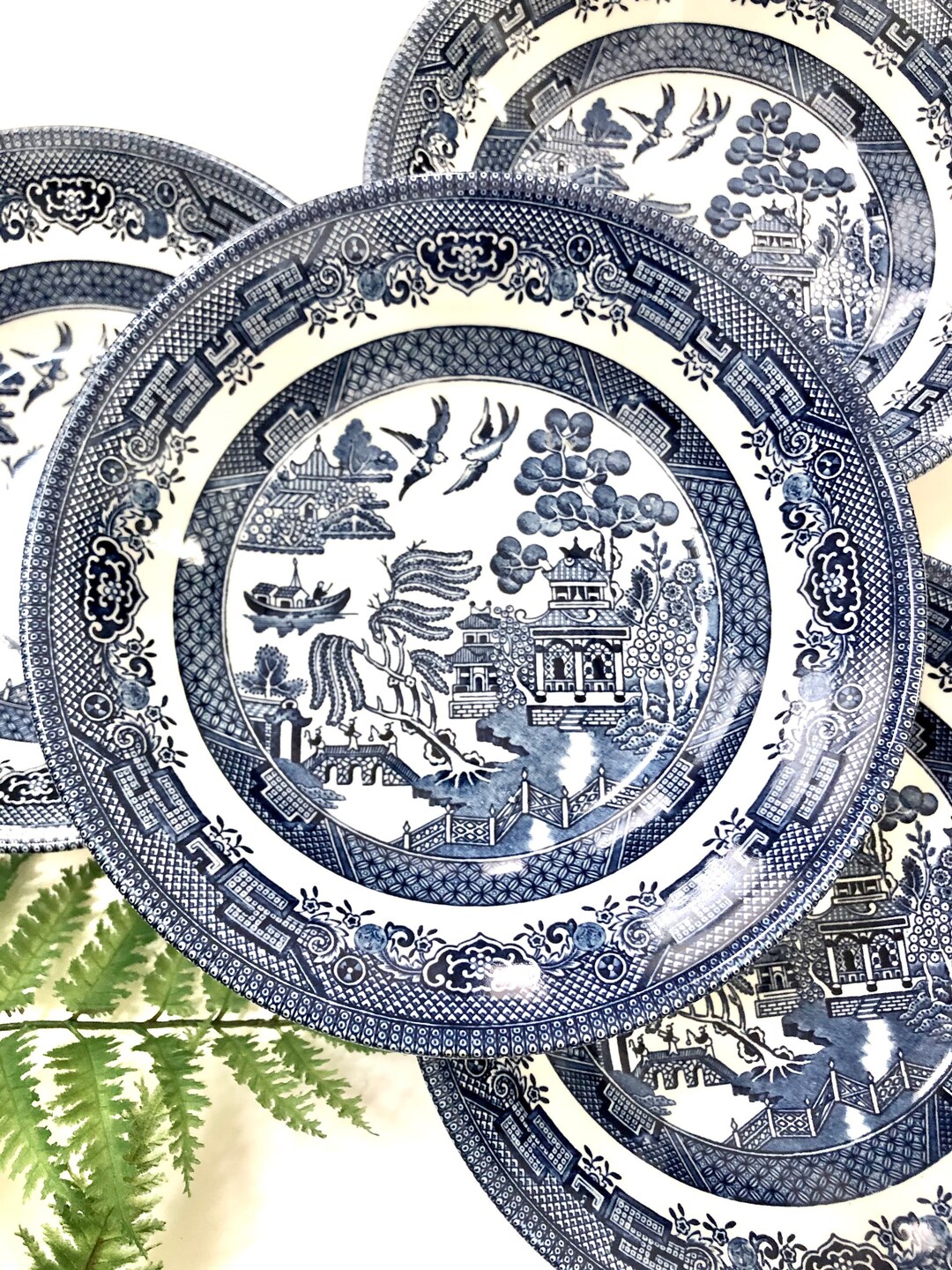 Vintage Blue Willow Pattern Chinoiserie Bowls Set of 4 Wedding, Baby ...