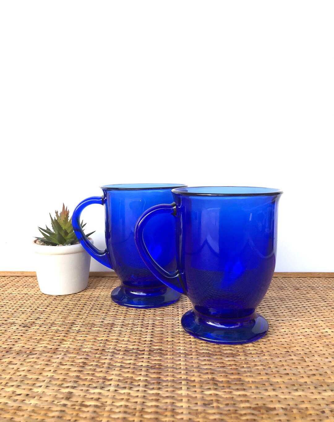 Blue Glass Coffee Mugs Anchor Hocking Blue Glass Set of 2 - Etsy