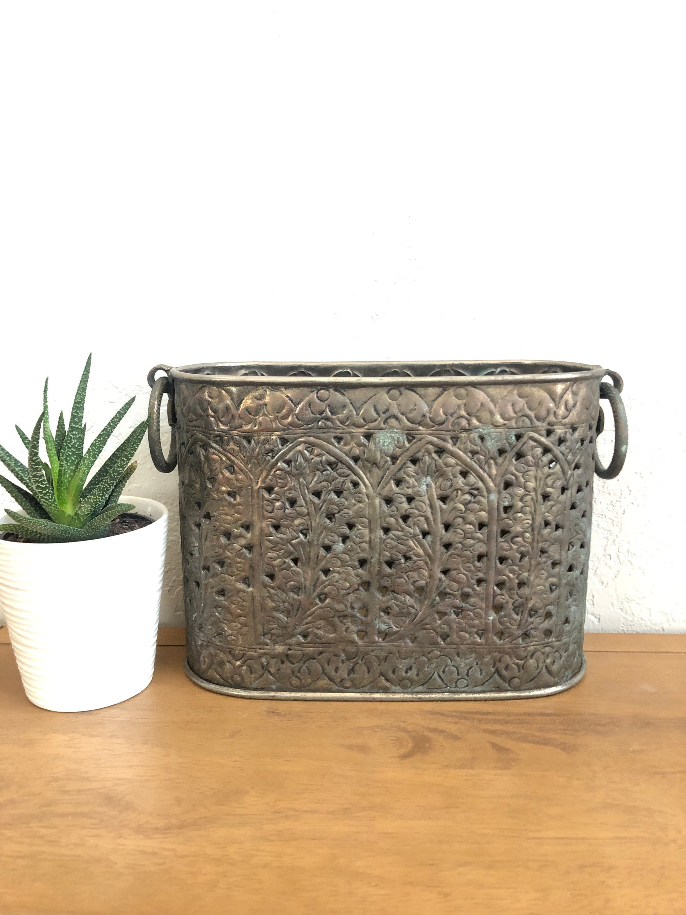 Vintage Metal Pierced Storage Container / Gothic Style Antique - Etsy