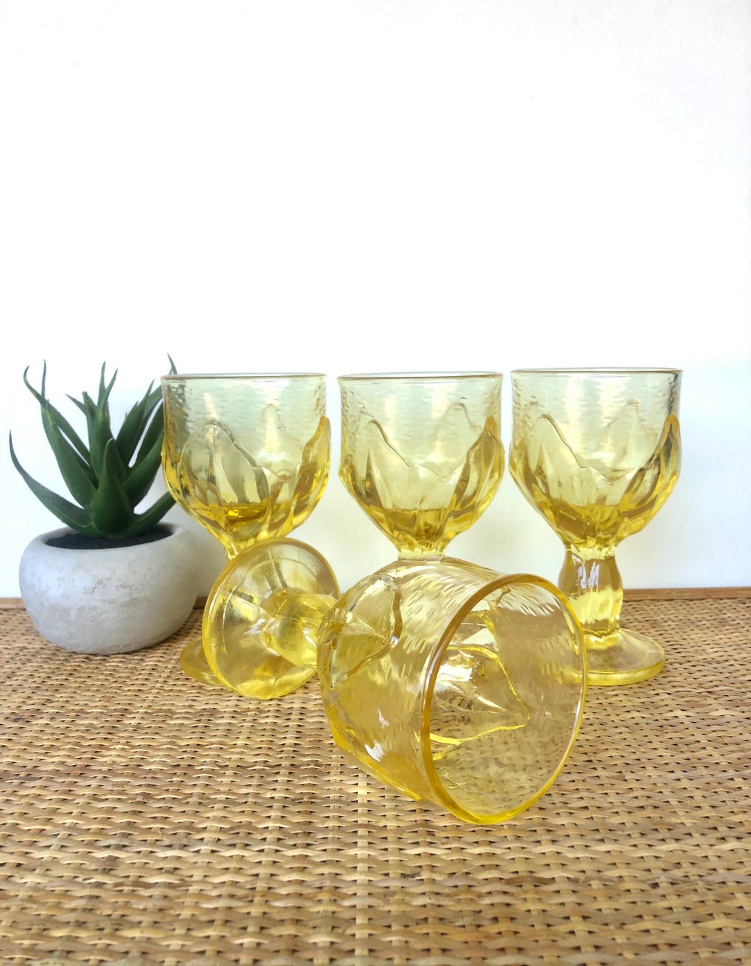 Vintage Goblets Yellow Franciscan Cabaret Water/ Wine Goblets/ Vintage ...
