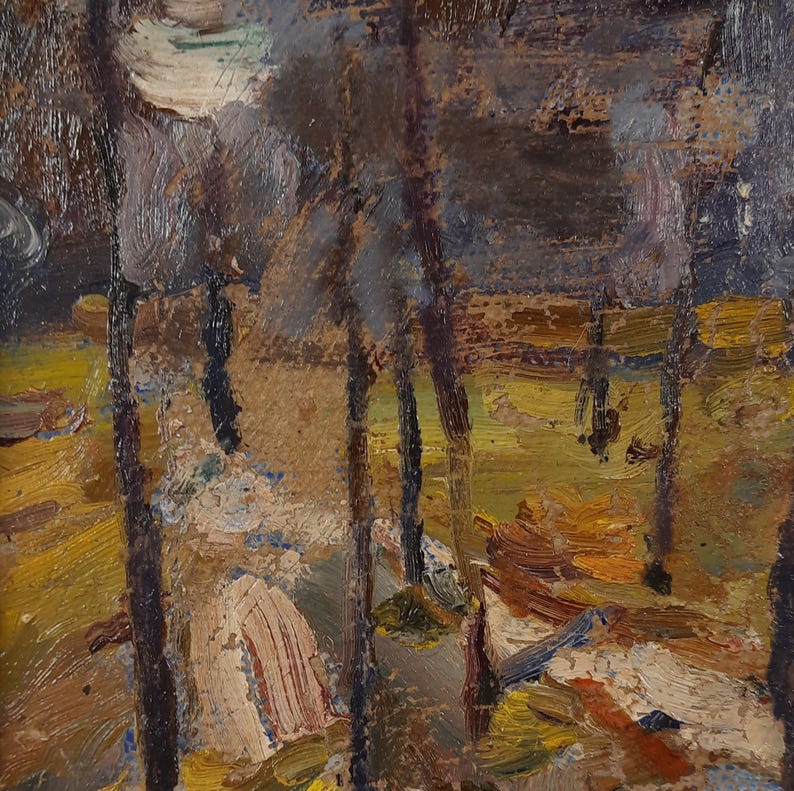 Signed Forest Path Oil Painting, Ukrainian Impressionist Landscape Art ...