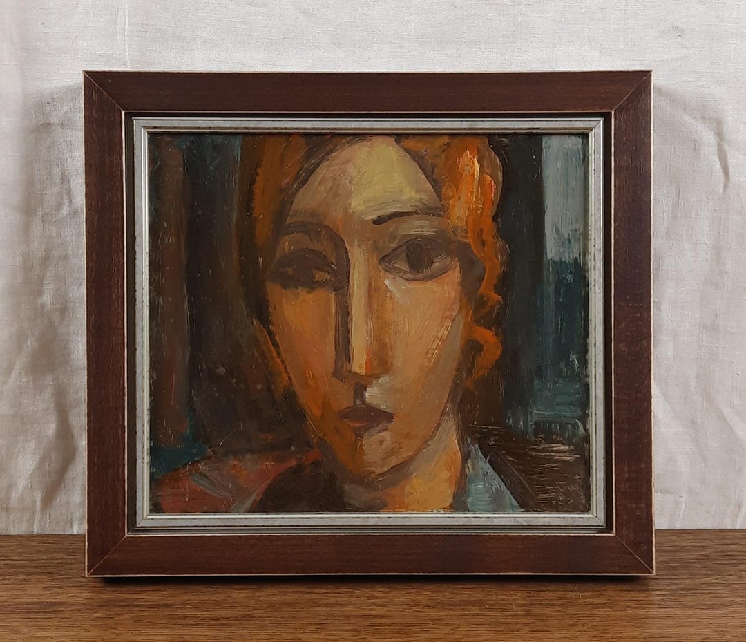 Vintage Female Portrait – Original Figurative Oil Painting – European ...