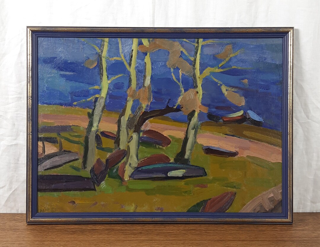 Early Autumn at Sea, Seascape Art, Vintage Painting, Original Oil ...