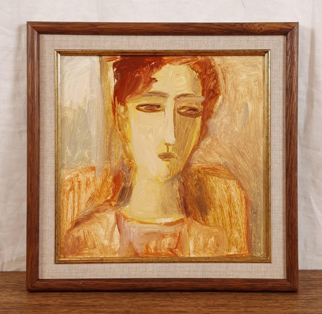 Female Portrait, Small Portrait, Original Gouache Painting, Artist Geta ...