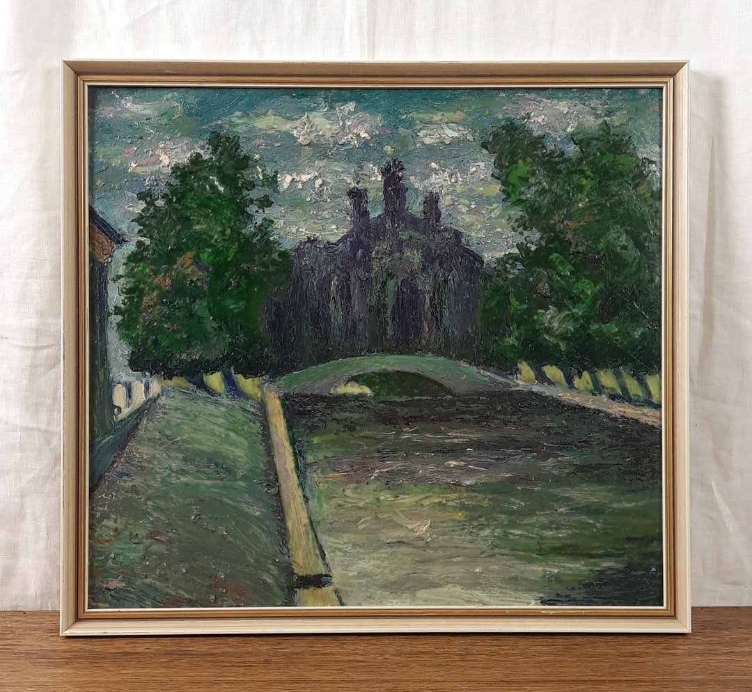 Bridge Over the River, Old Church Painting, Urban Art, River Cityscape ...