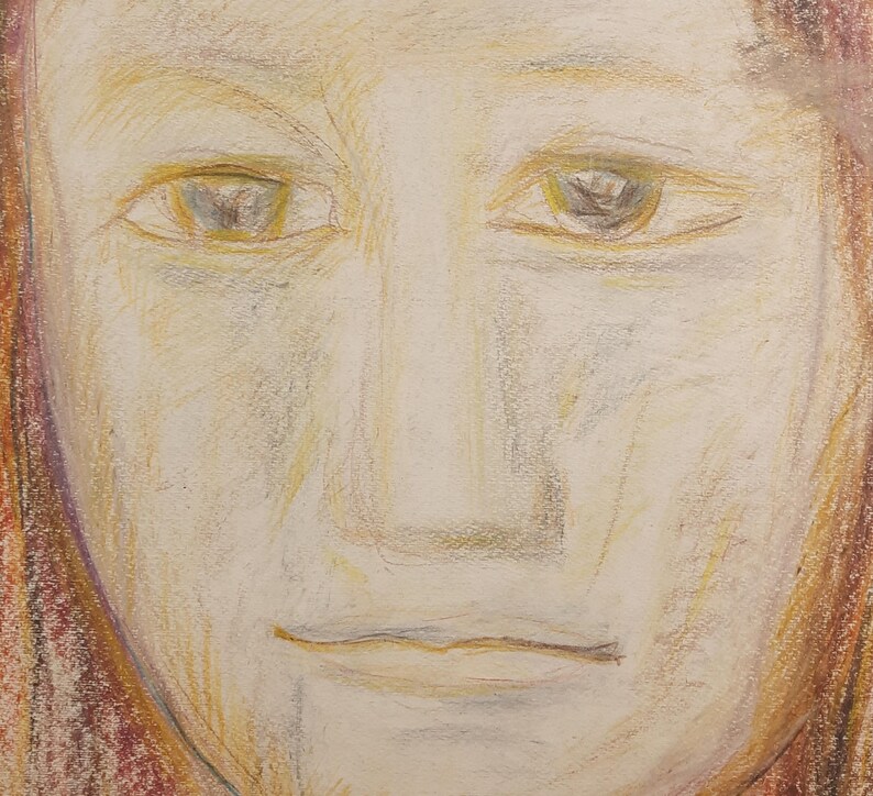 Young Woman's Face, Original Pastel Portrait Drawing, Ukrainian Art ...