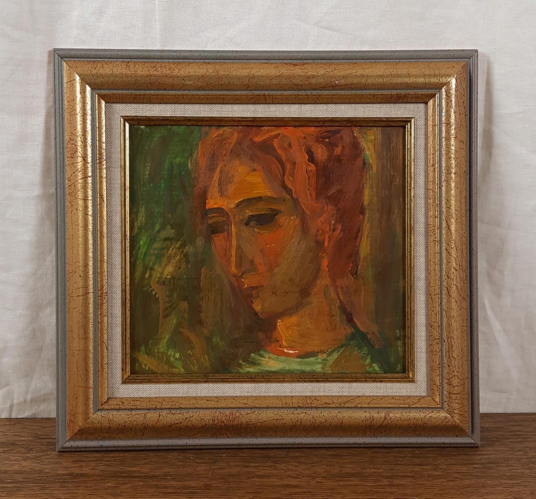 Vintage Female Portrait – Original Figurative Oil Painting – European ...