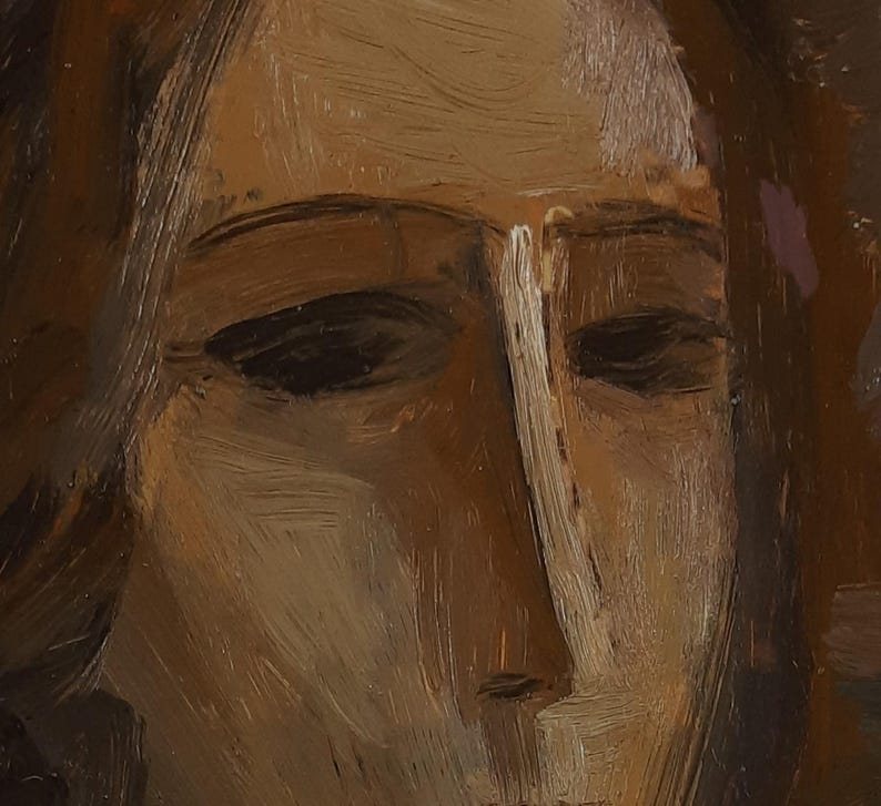 Vintage Female Portrait, Original Figurative Oil Painting, European Art ...
