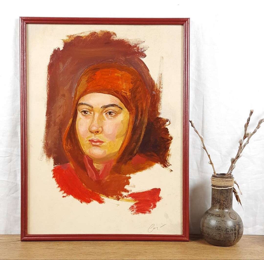 Crimson Elegance Female Portrait Study Red Portrait Oil - Etsy