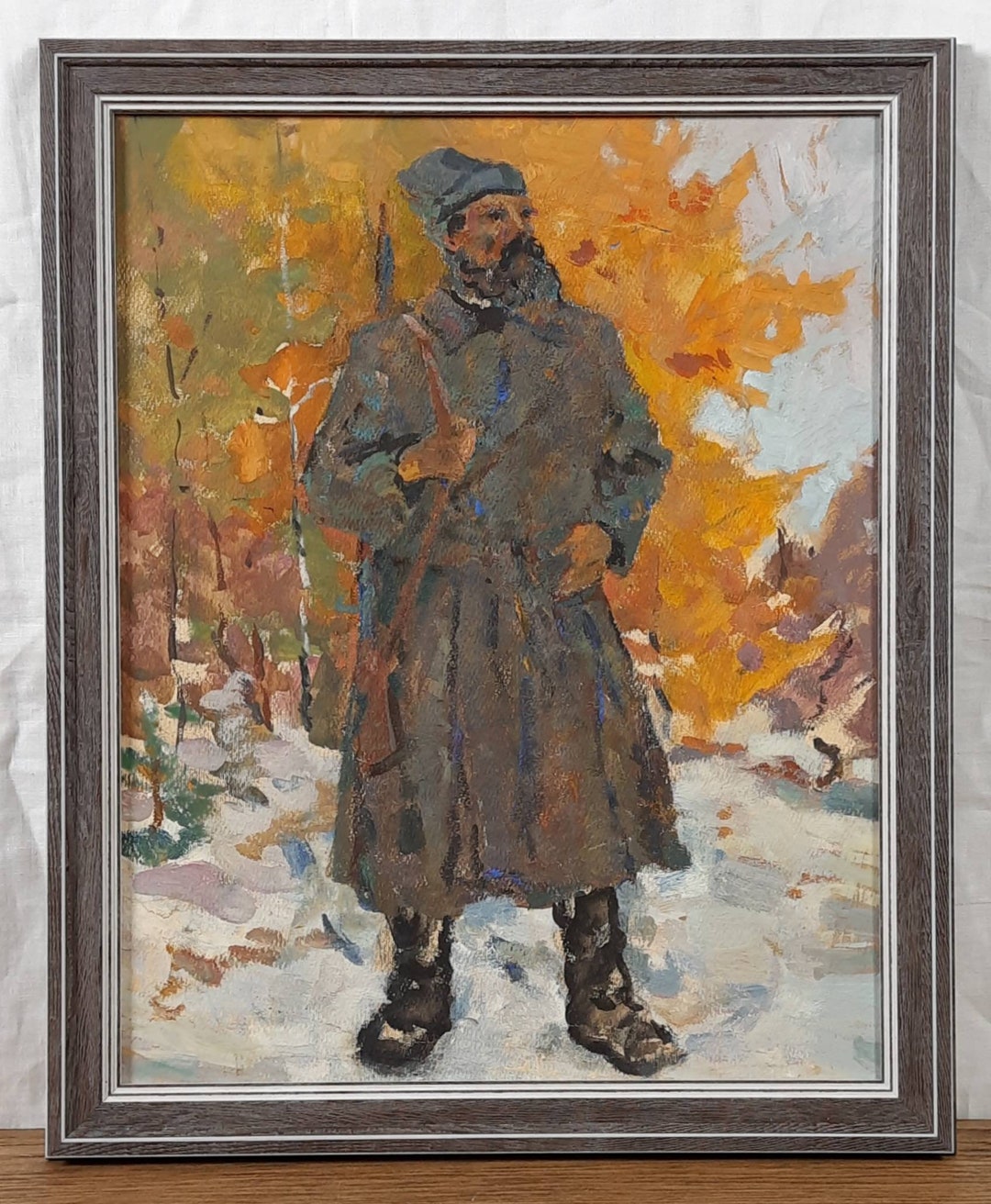 WWII Soviet Partisan Oil Painting, Vintage Military Art, Resistance ...