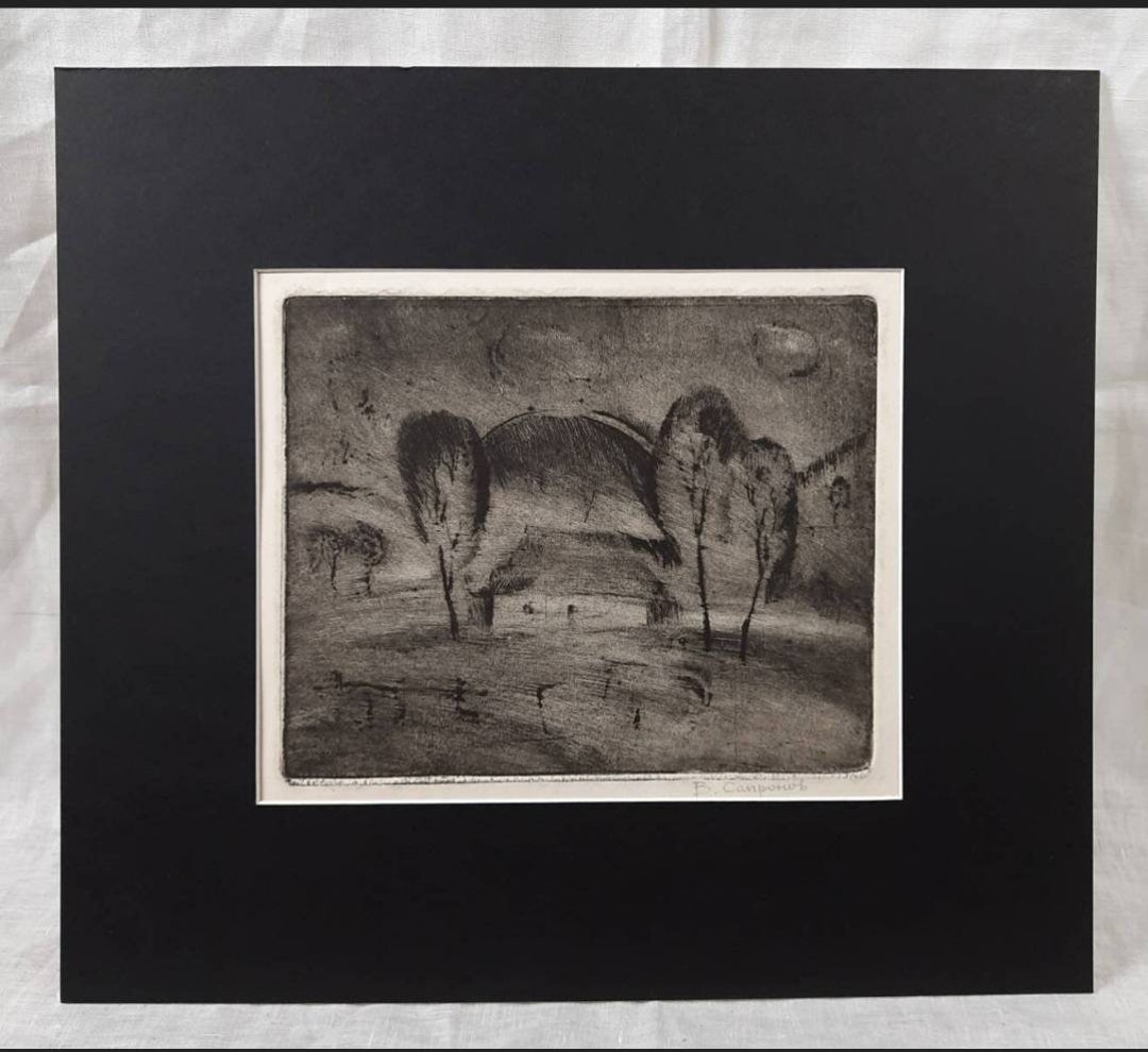 Original Etching, Dry Point Etching, Ukrainian Artist Sapronov, Rural ...